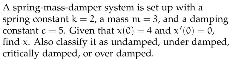Solved A spring-mass-damper system is set up with a spring | Chegg.com
