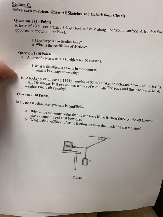 Solved Section C Solve each problem. Show All Sketches and | Chegg.com