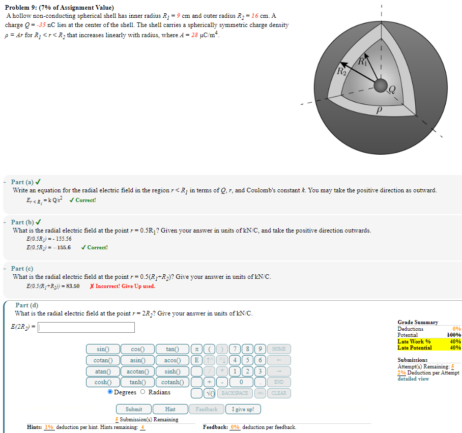 Solved by an EXPERT Part (a) Write an ﻿equation for the radial electric | Chegg.com