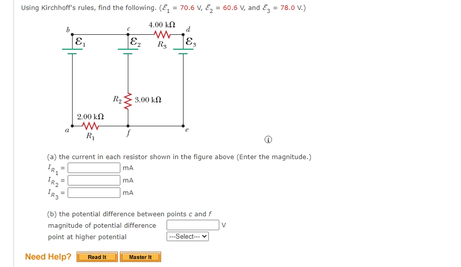 Solved Using Kirchhoff's rules, find the following. , ﻿and | Chegg.com