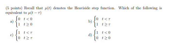 Solved (5 points) Recall that y(t) denotes the Heaviside | Chegg.com