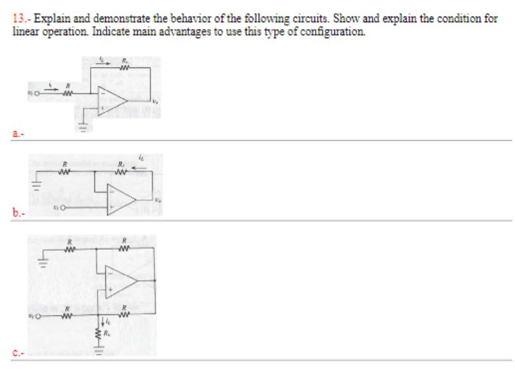 Solved 13.- Explain and demonstrate the behavior of the | Chegg.com