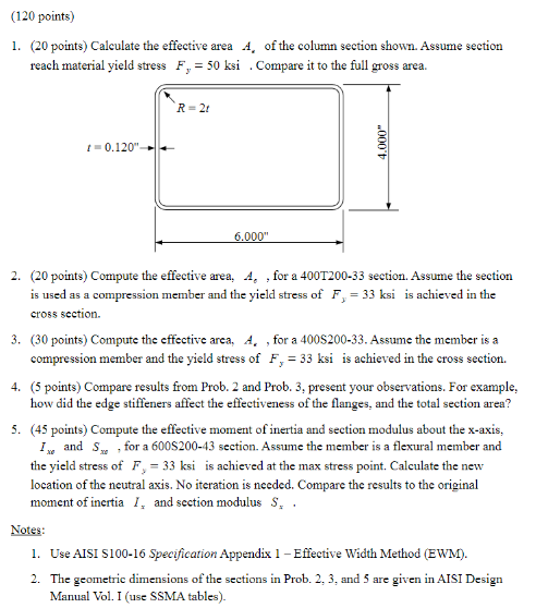 Solved 1. (20 points) Calculate the effective area As of the | Chegg.com