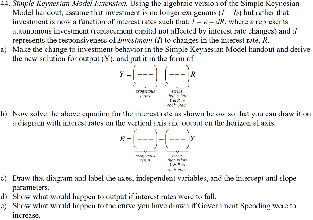 Solved 44. Simple Keynesian Model Extension. Using the | Chegg.com