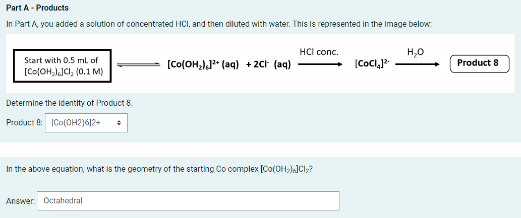 Solved Part A - Products In Part A, you added a solution of | Chegg.com