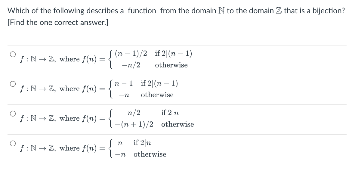 Solved Which of the following describes a function from the | Chegg.com