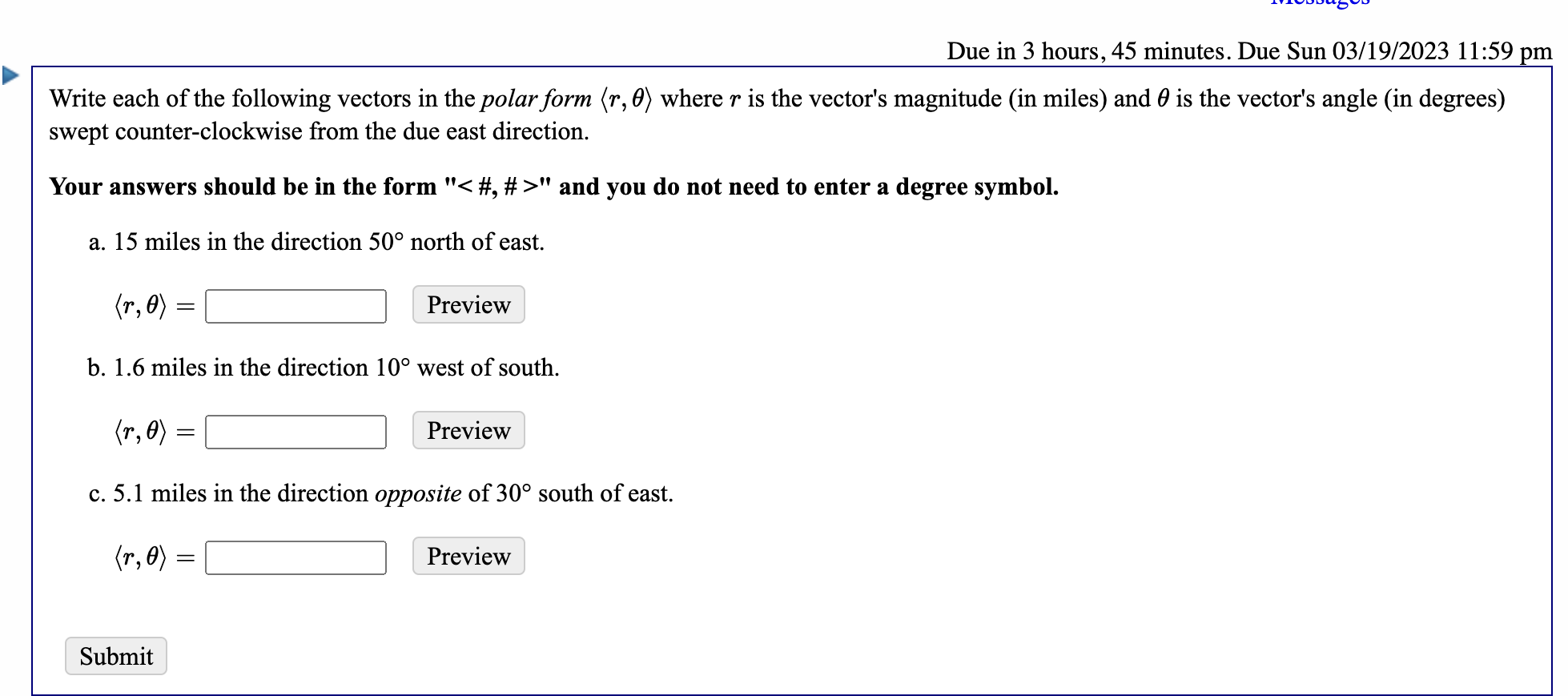 Solved Write each of the following vectors in the polar form | Chegg.com