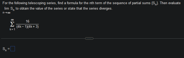 Solved For the following telescoping series, find a formula | Chegg.com