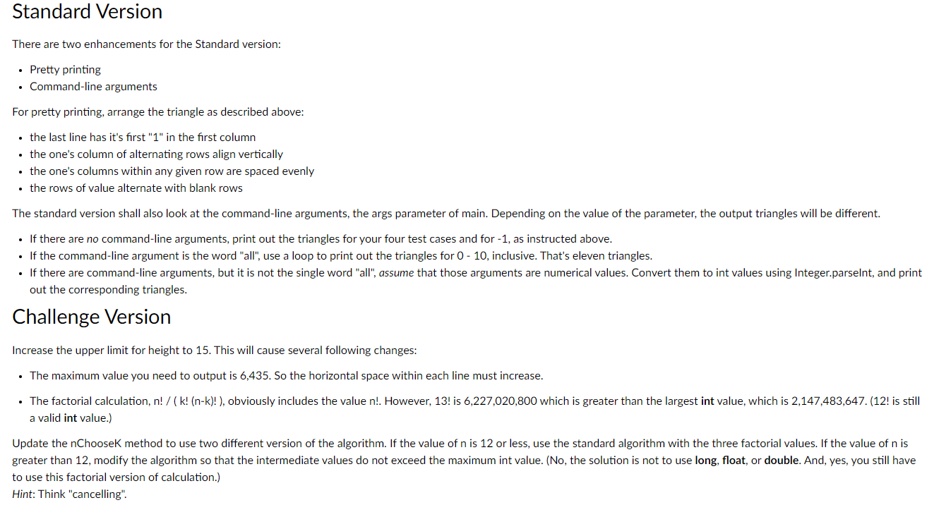 Solved * This class provides the skeleton for the Pascal | Chegg.com