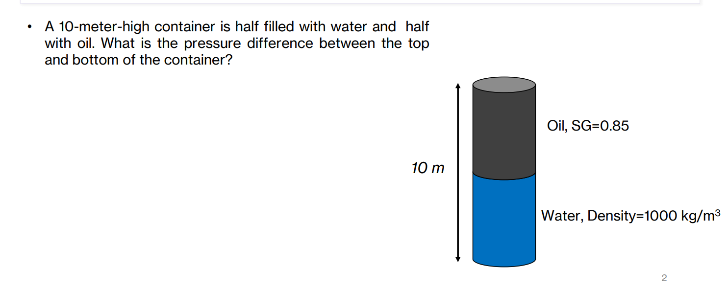 [Solved]: - A 10-meter-high container is half filled with