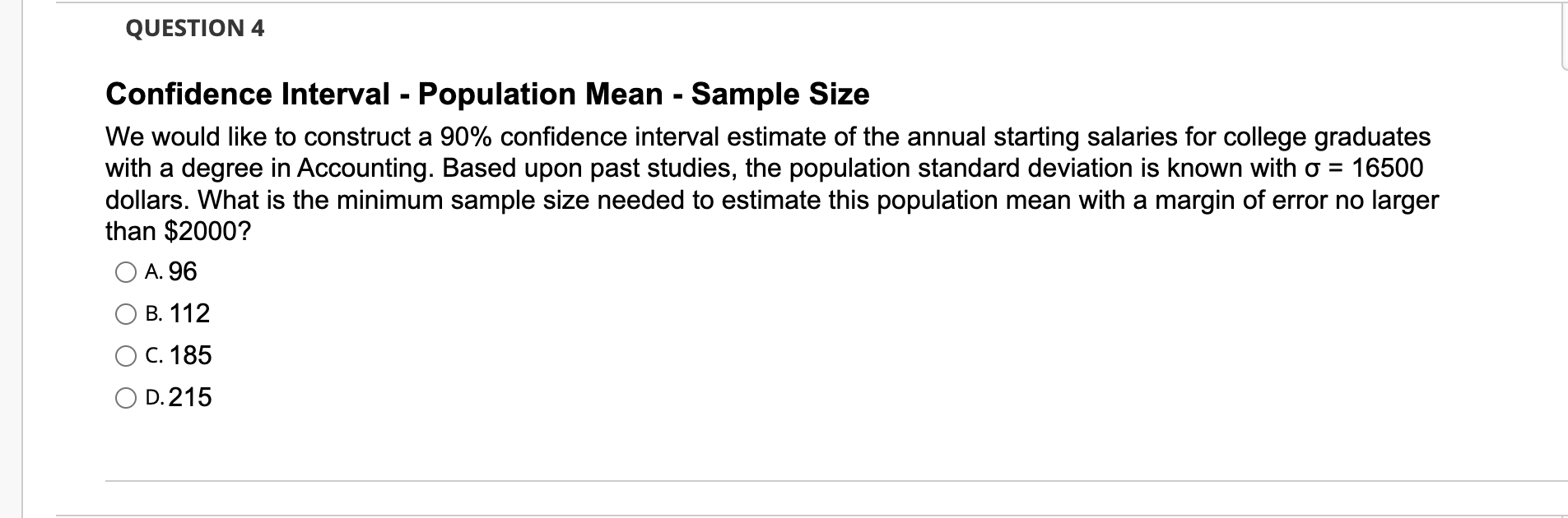 Solved Confidence Interval - Population Mean - Sample Size | Chegg.com