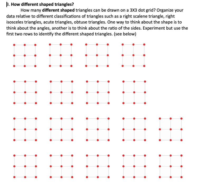 Solved B. How different shaped triangles? How many different | Chegg.com