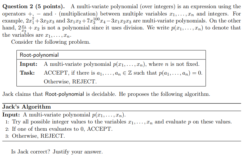 Solved Question 2 (5 points). A multi-variate polynomial | Chegg.com