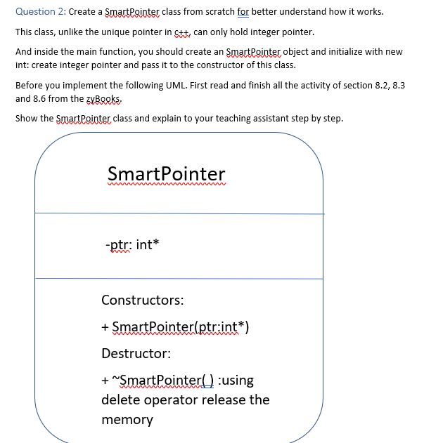 Solved Question 2: Create a Smarteointer class from scratch | Chegg.com