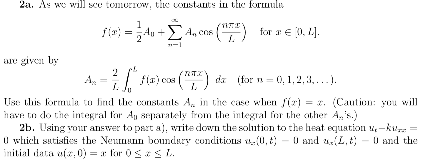 Solved 2a. As we will see tomorrow, the constants in the | Chegg.com