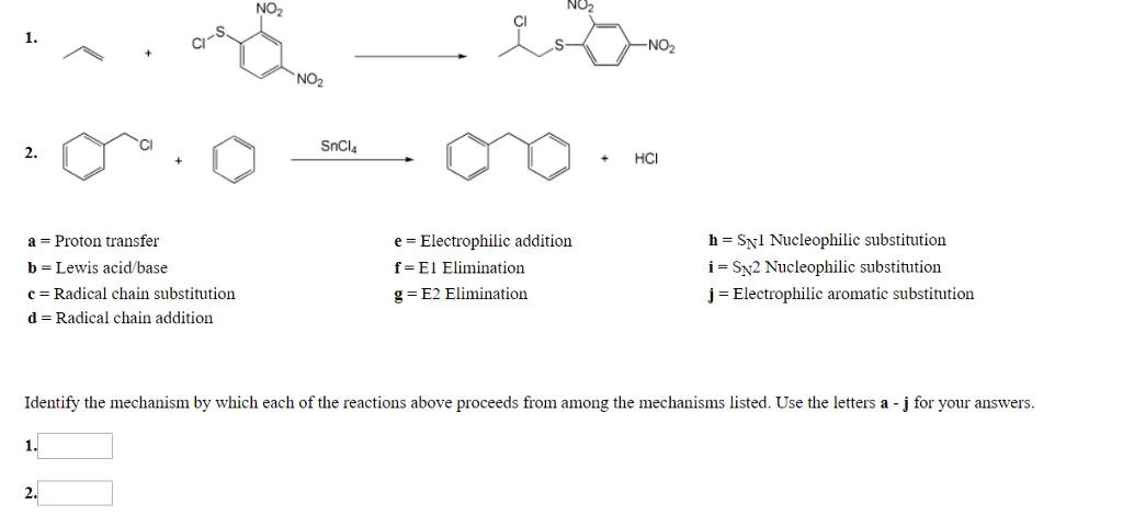 Solved NO2 Cl NO2 NO2 CI SnCl4 2. HCI a Proton transfer b- | Chegg.com