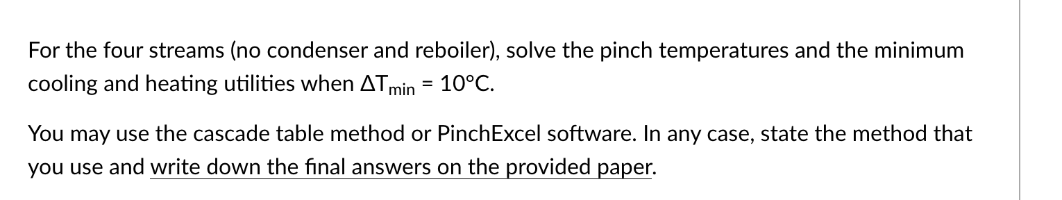 Solved Fill the stream table below based on the PFD.For the | Chegg.com