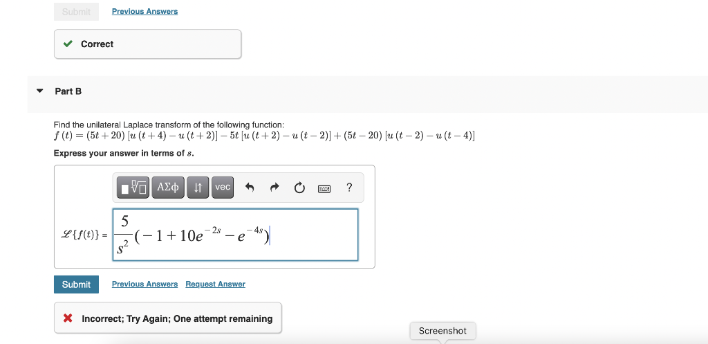Solved \& Incorrect; Try Again; One attempt remaining | Chegg.com