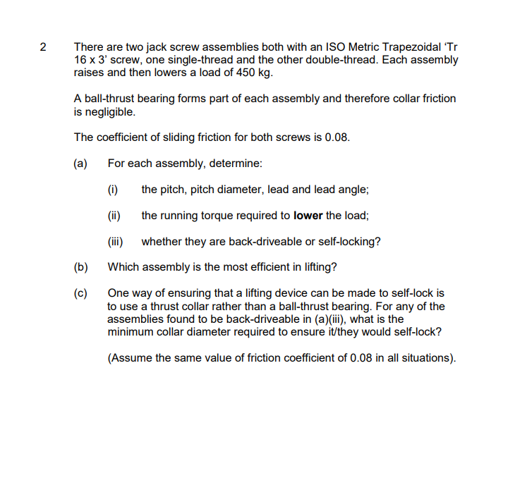 Solved There are two jack screw assemblies both with an ISO | Chegg.com