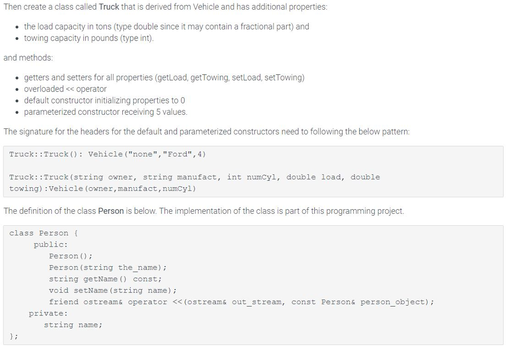Solved Create a base class called Vehicle that has as | Chegg.com