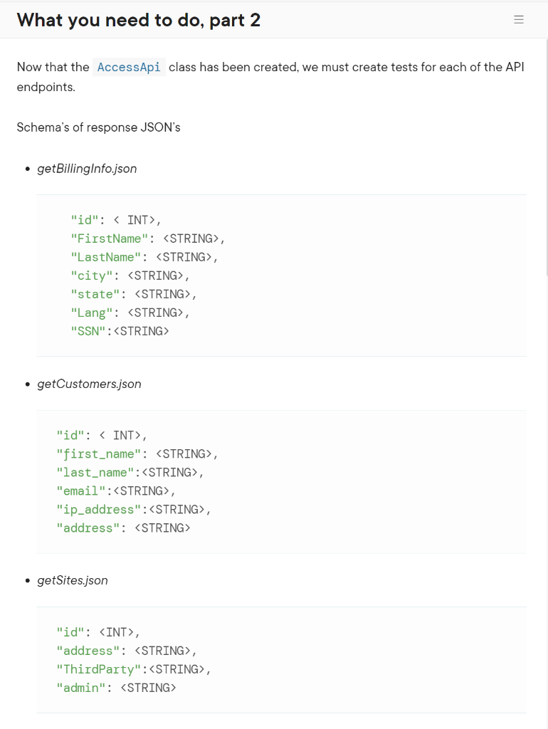 Solved What you need to do, part 2 = Now that the AccessApi | Chegg.com