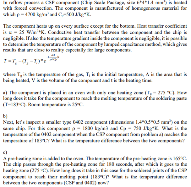 In reflow process a CSP component (Chip Scale | Chegg.com