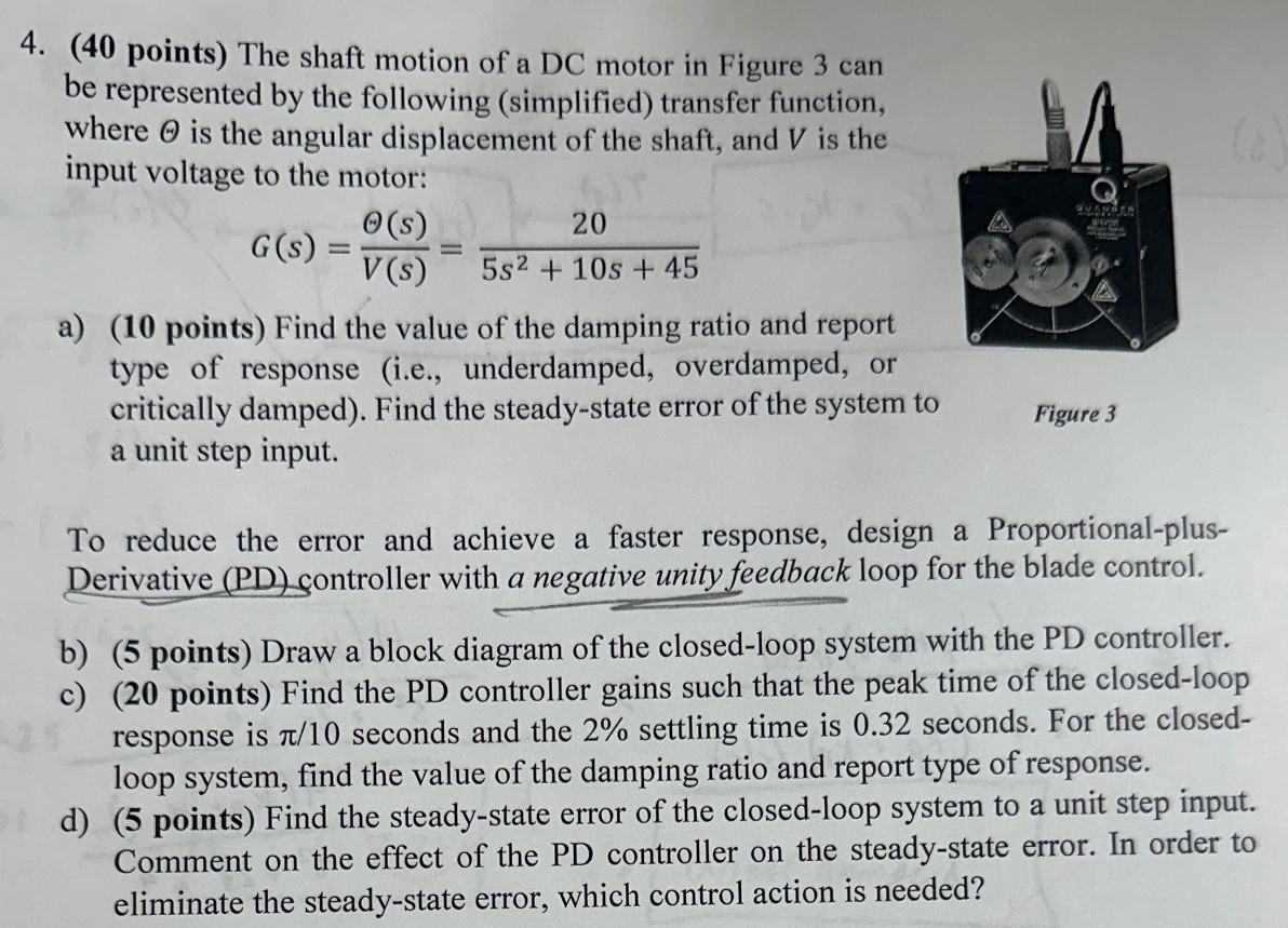 Solved by an EXPERT The shaft motion of a DC motor in Figure 3 ﻿can be | Chegg.com