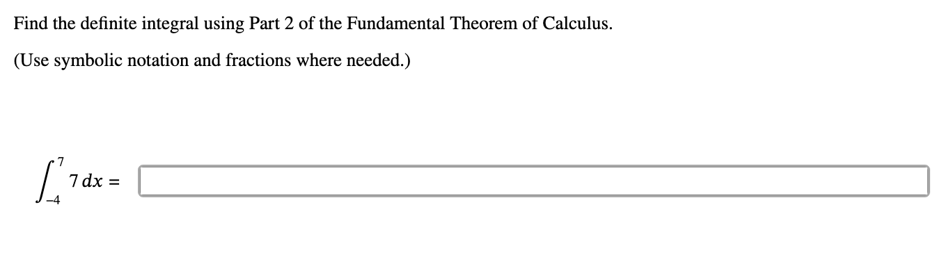 Solved Find the definite integral using Part 2 ﻿of the | Chegg.com