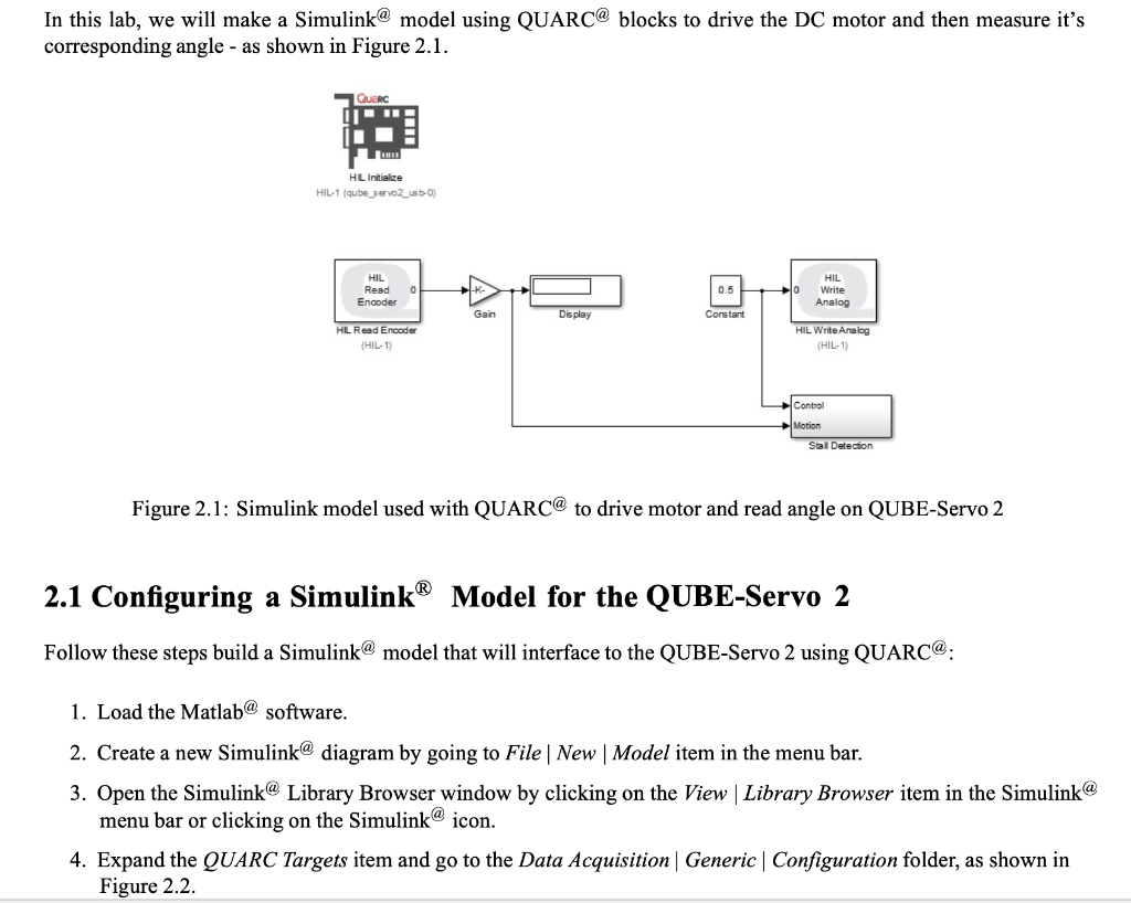 Solved In this lab, we will make a Simulink@ model using | Chegg.com
