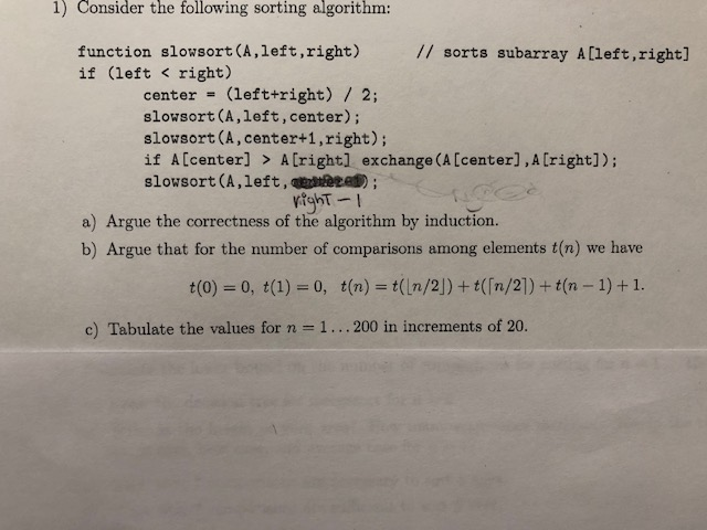 a) Argue the correctness of the algorithm by | Chegg.com
