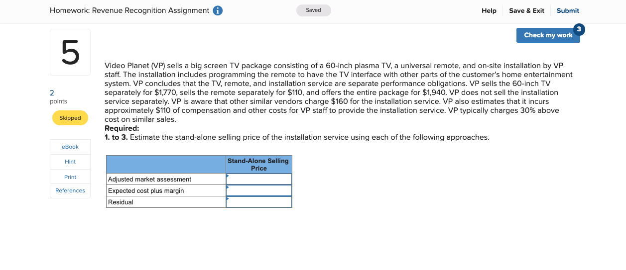 Solved Homework: Revenue Recognition Assignment i Video | Chegg.com