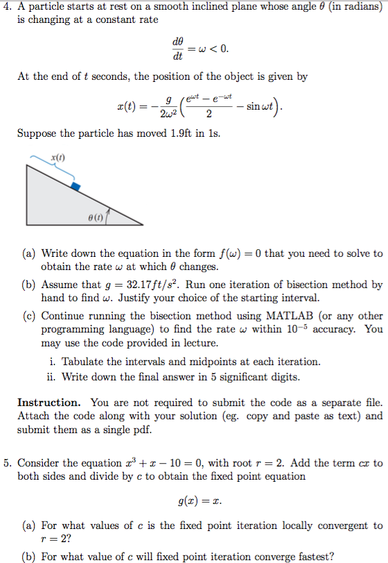4. A particle starts at rest on a smooth inclined | Chegg.com