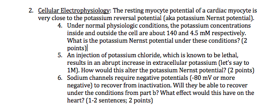 Solved 2. Cellular Electrophysiology: The resting myocyte | Chegg.com