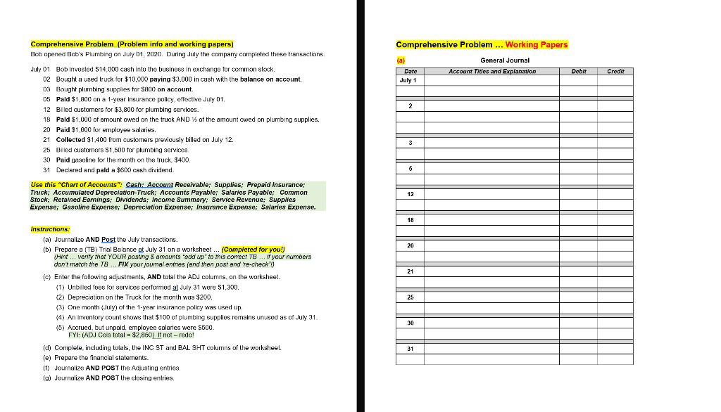 Solved Comprehensive Problem (Problem info and working | Chegg.com