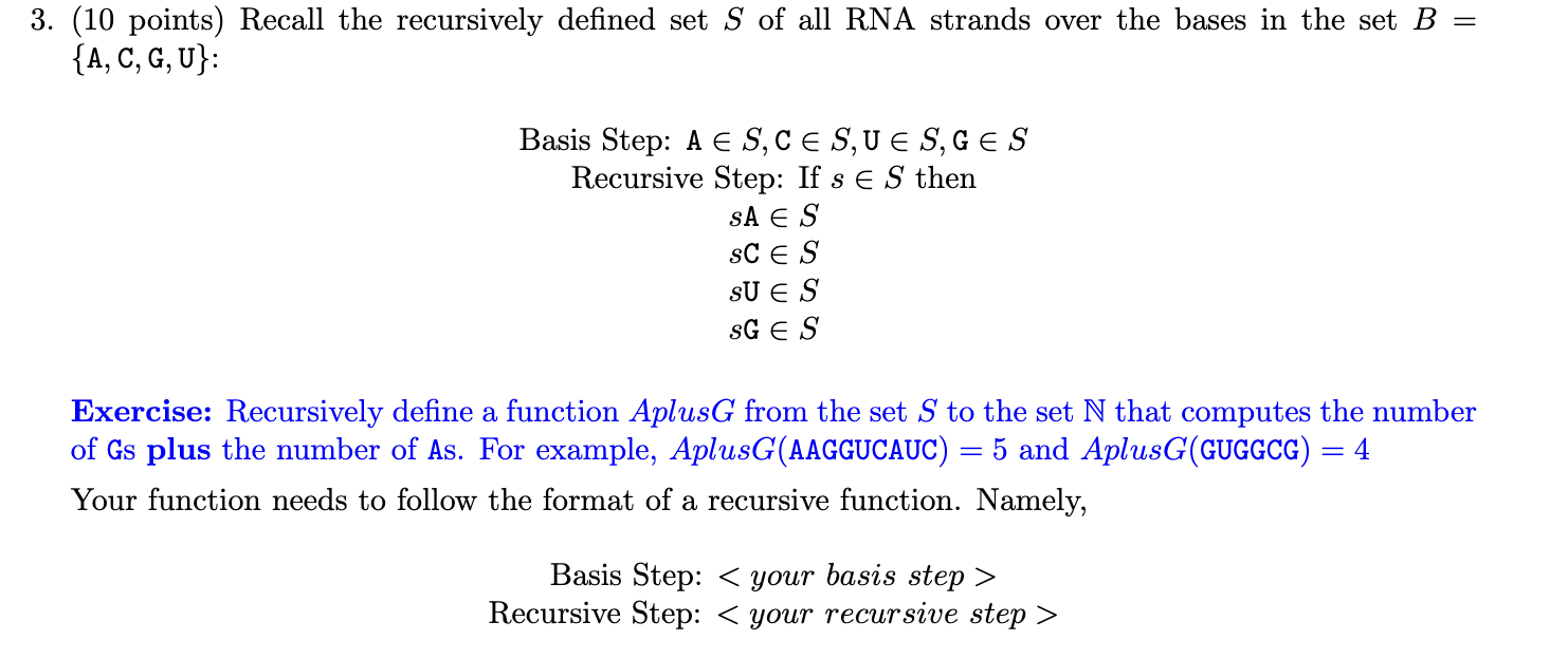 Solved 3. (10 points) Recall the recursively defined set S | Chegg.com Solved 3. (10 points) Recall the recursively defined set S | Chegg.com
