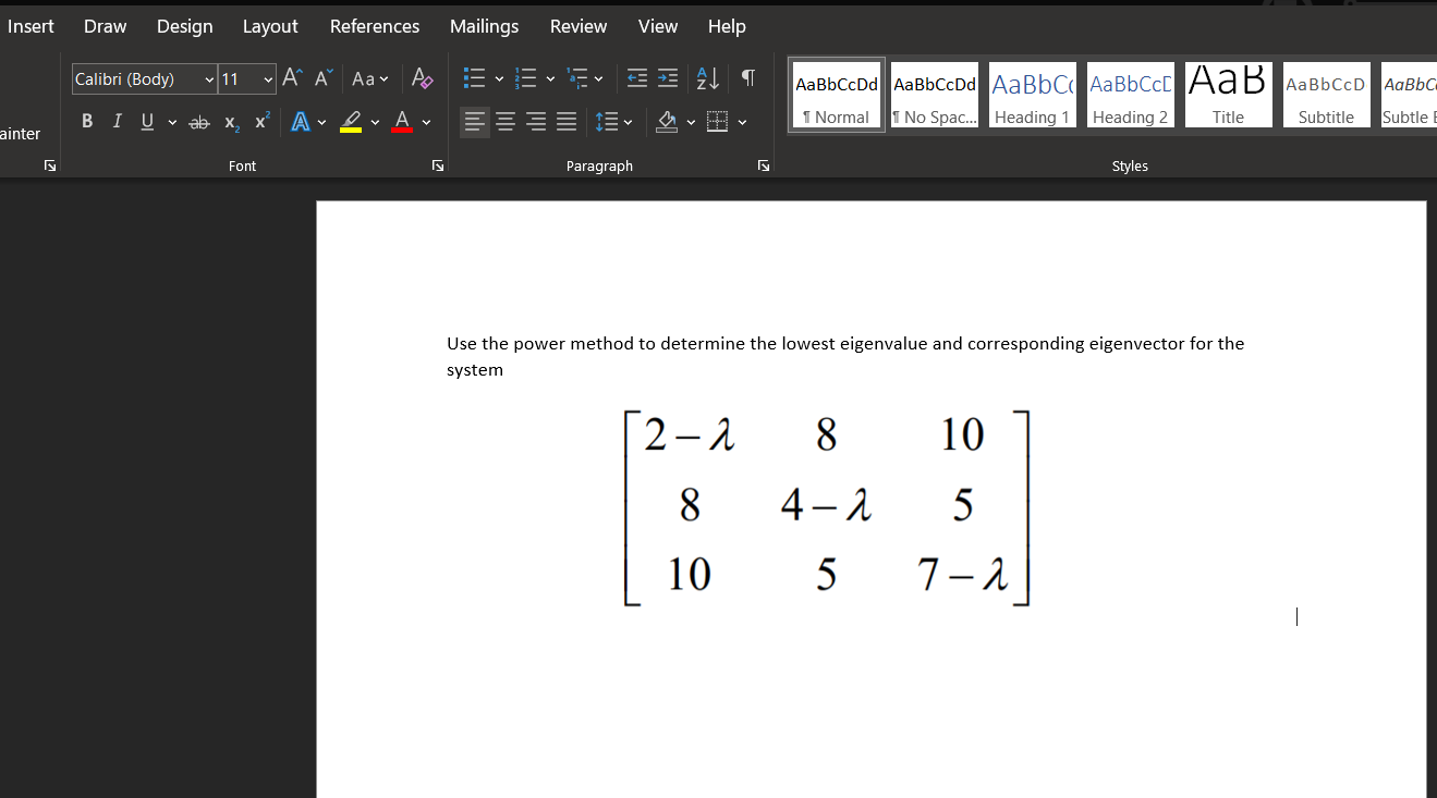 Solved Insert Draw Design Layout References Mailings Review | Chegg.com