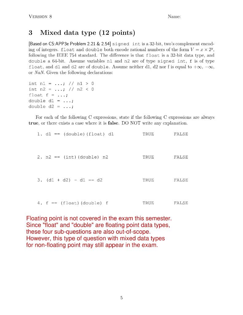 1 Data \& address (12 points) [Based on CS:APP3e | Chegg.com