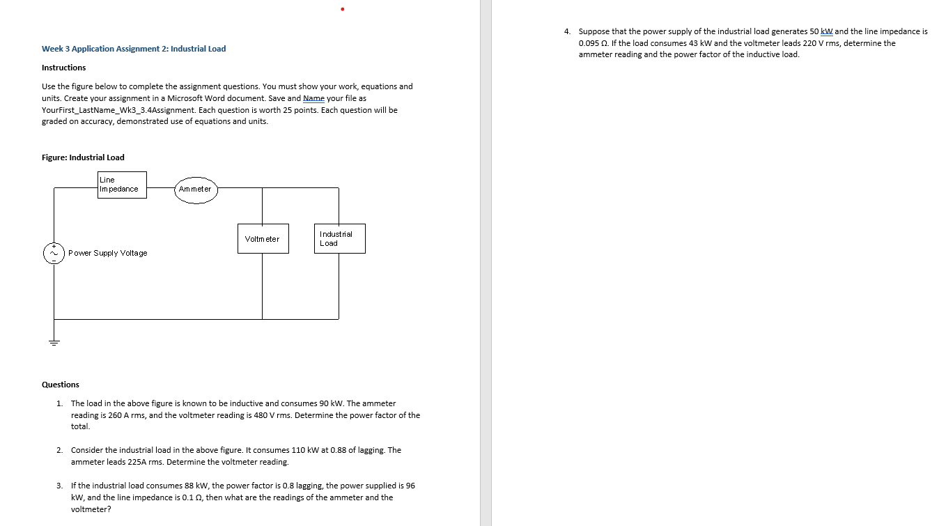 Solved Week 3 Application Assignment 2: Industrial Load | Chegg.com