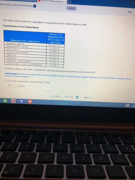 Solved the table shows the expenditure components for the | Chegg.com