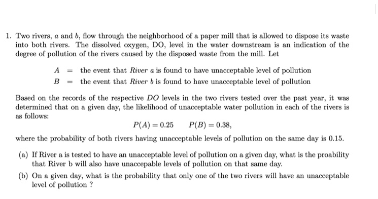 Solved Two rivers, a and b, flow through the neighborhood of | Chegg.com