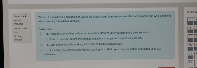 Solved QUIZ N Question 77 Which of the following suggestions | Chegg.com