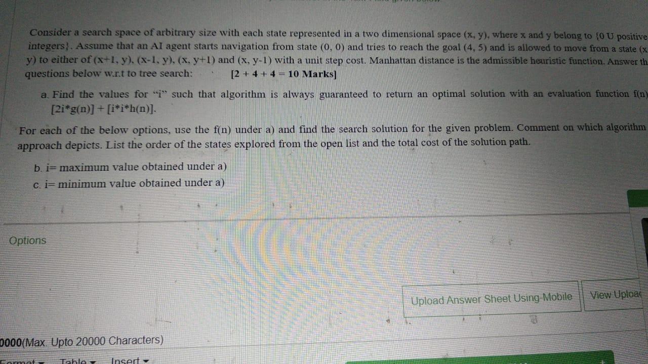 Solved Consider a search space of arbitrary size with each | Chegg.com