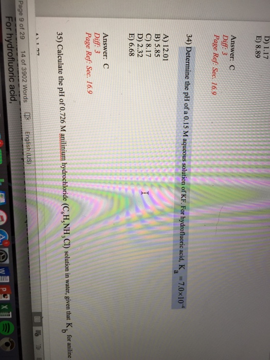 Solved Determine the pH of a 0.15 M aqueous solution of KF. | Chegg.com