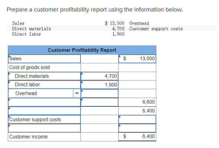 Solved Prepare a customer profitability report using the | Chegg.com