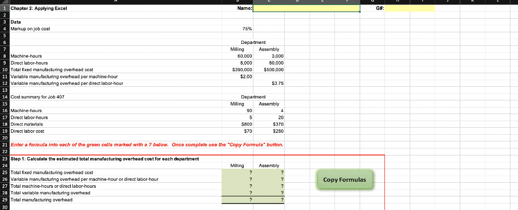 Solved 1 Chapter 2: Applying Excel Name: G+: 2 $390,000 3 | Chegg.com