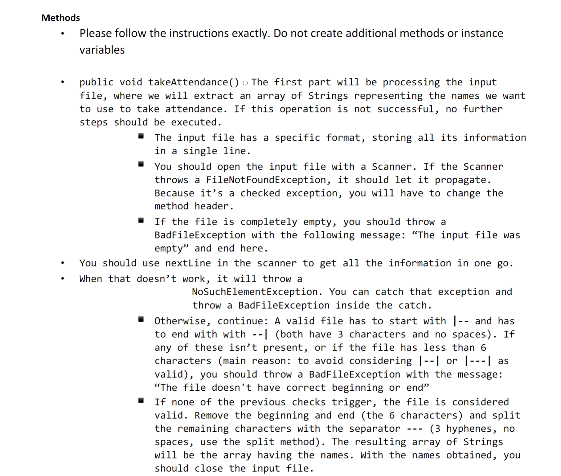 Solved Part 1: Exceptions Create BadFileException, an | Chegg.com Solved Part 1: Exceptions Create BadFileException, an | Chegg.com