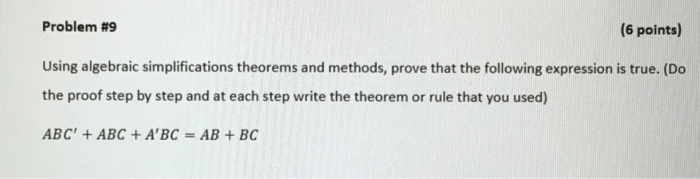 Solved (20 points) Problem #6 Using algebraic | Chegg.com