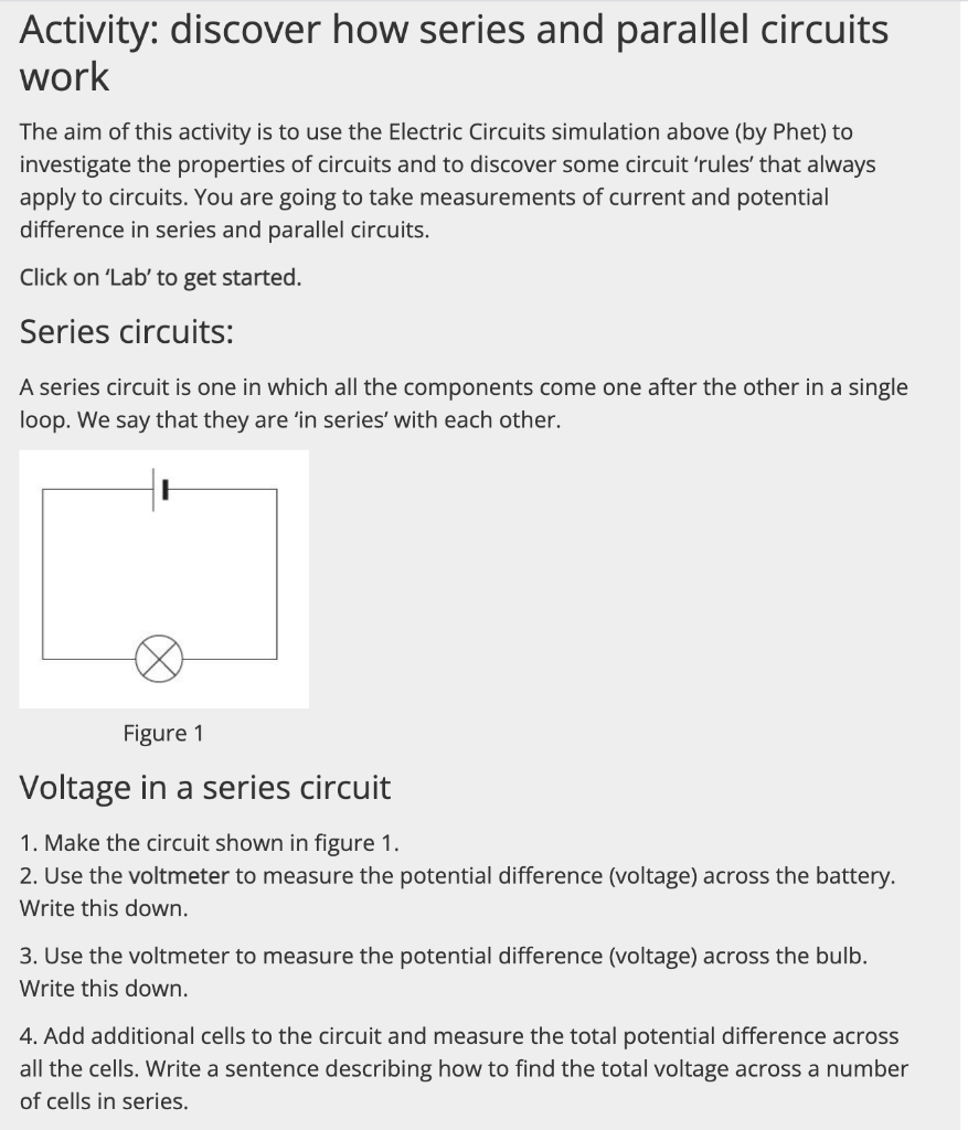 Using the PhET Electric Circuits simulations, please | Chegg.com