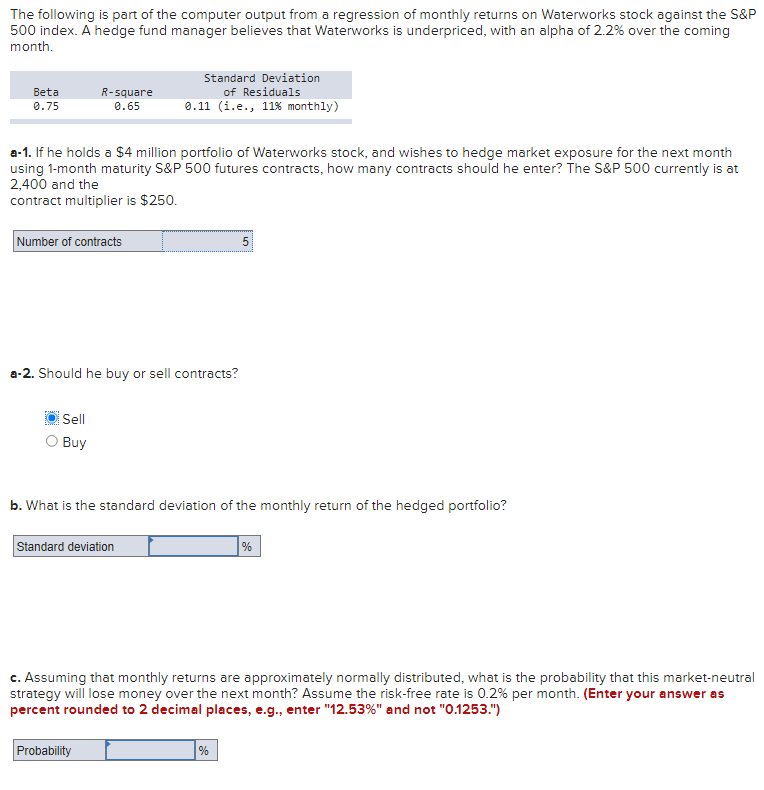Solved The following is part of the computer output from a | Chegg.com