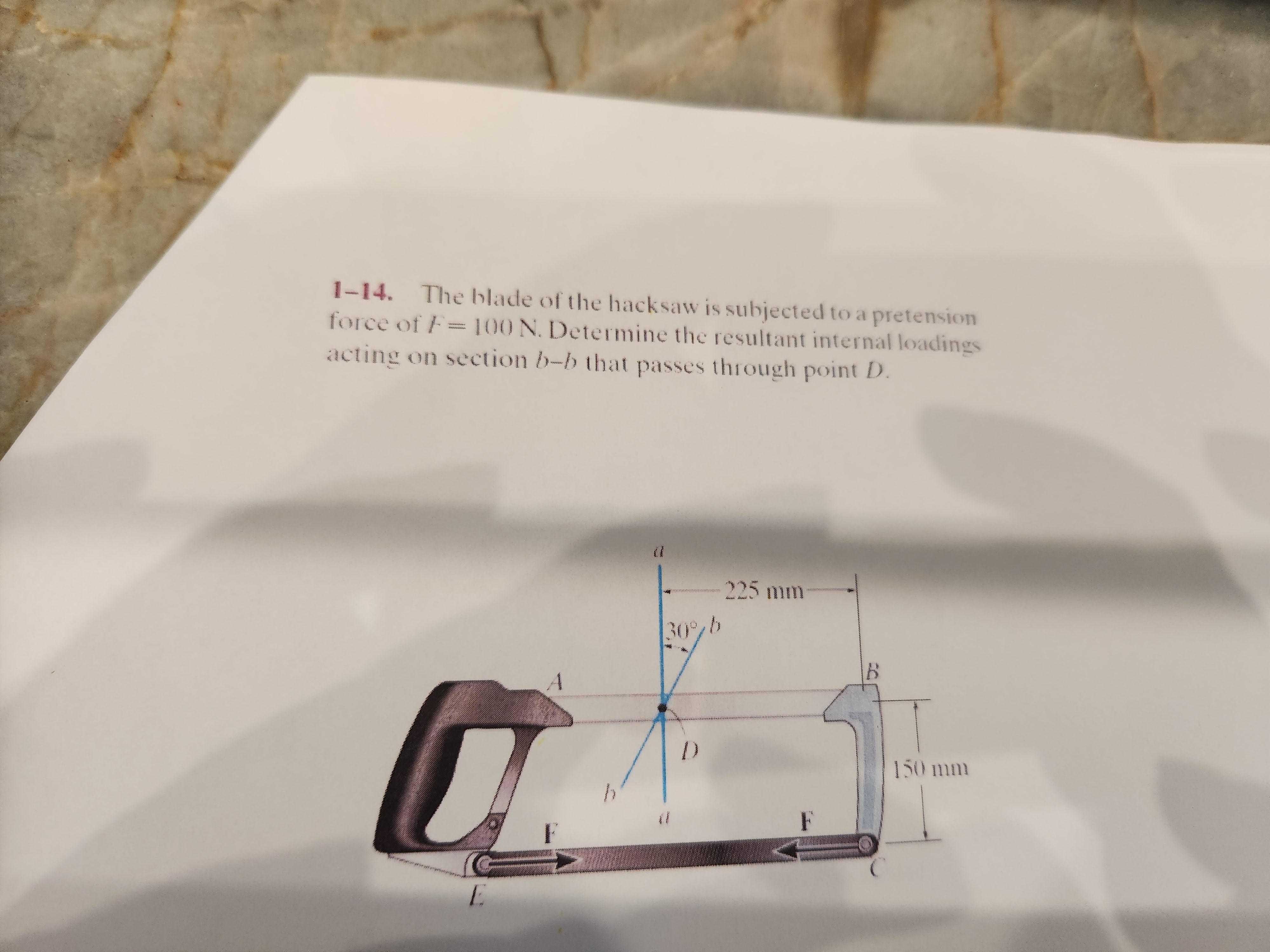 Solved 1-14. The blade of the hacksaw is subjected to a | Chegg.com